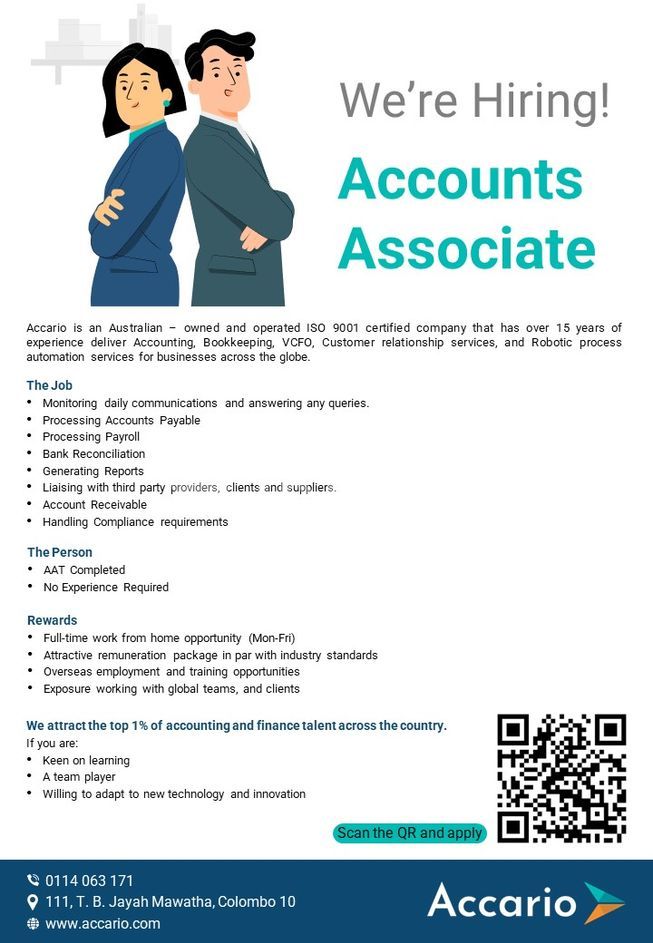 Accounts Associate Vacancy | Colombo 10 | ikmanJOBS