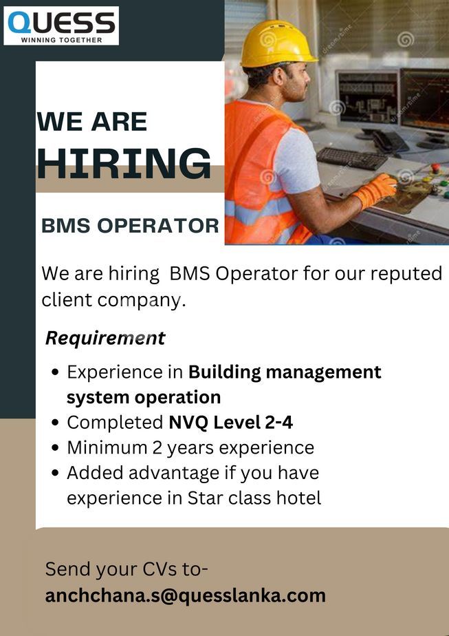 Building Management system operator Vacancy | Colombo 3 | ikmanJOBS