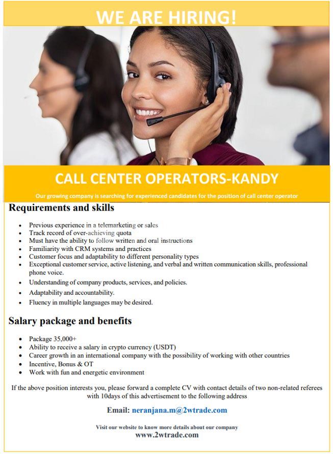 Call Center Operators Vacancy | Kandy City | ikmanJOBS