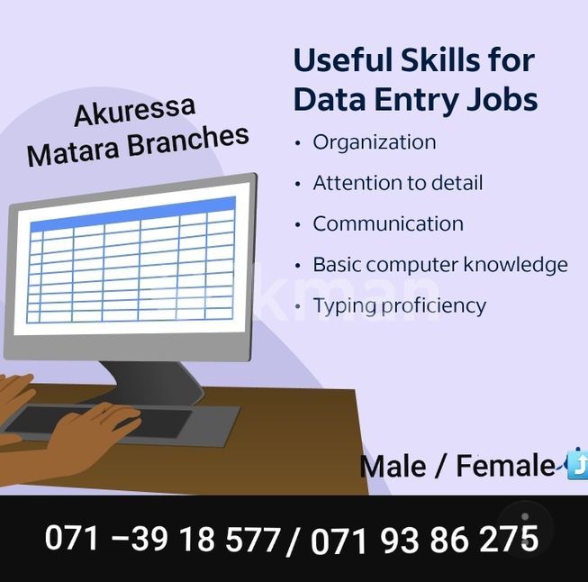 Data Entry Operator - Matara Akuressa Beach Vacancy | Akuressa | ikmanJOBS