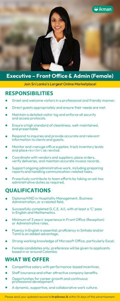 Executive - Front Office & Admin | ikman