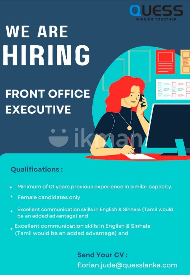 Front Office Executive Vacancy | Colombo 1 | ikmanJOBS