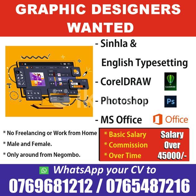 Graphics Designers wanted Vacancy | Negombo | ikmanJOBS