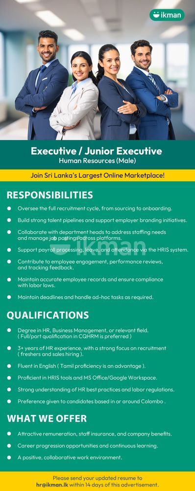 Junior Executive - Human Resources (Male) | ikman