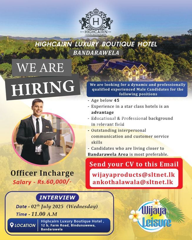 Officer Incharge Vacancy | Bandarawela | ikmanJOBS