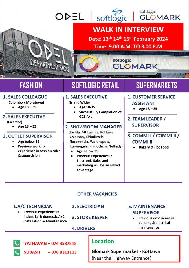 Sales Executive - Softlogic Retail Vacancy | Kottawa | ikmanJOBS