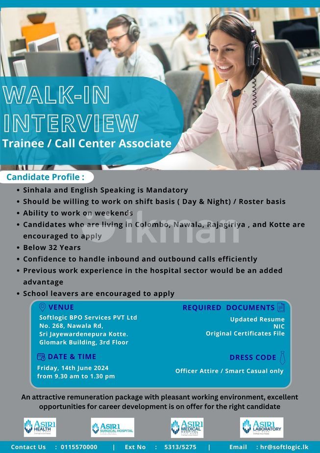 Trainee Call Center Associate Vacancy | Nawala | ikmanJOBS