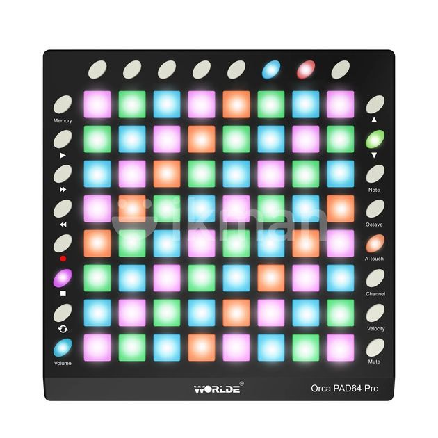 Worlde Orca Pad 64-A Usb Midi Drum Controller 64 Rgb Backlit Pads 24 ...