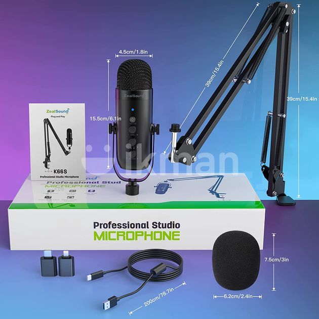 Zealsound Professional USB Studio Condenser Mic Kit with Boom Arm for ...